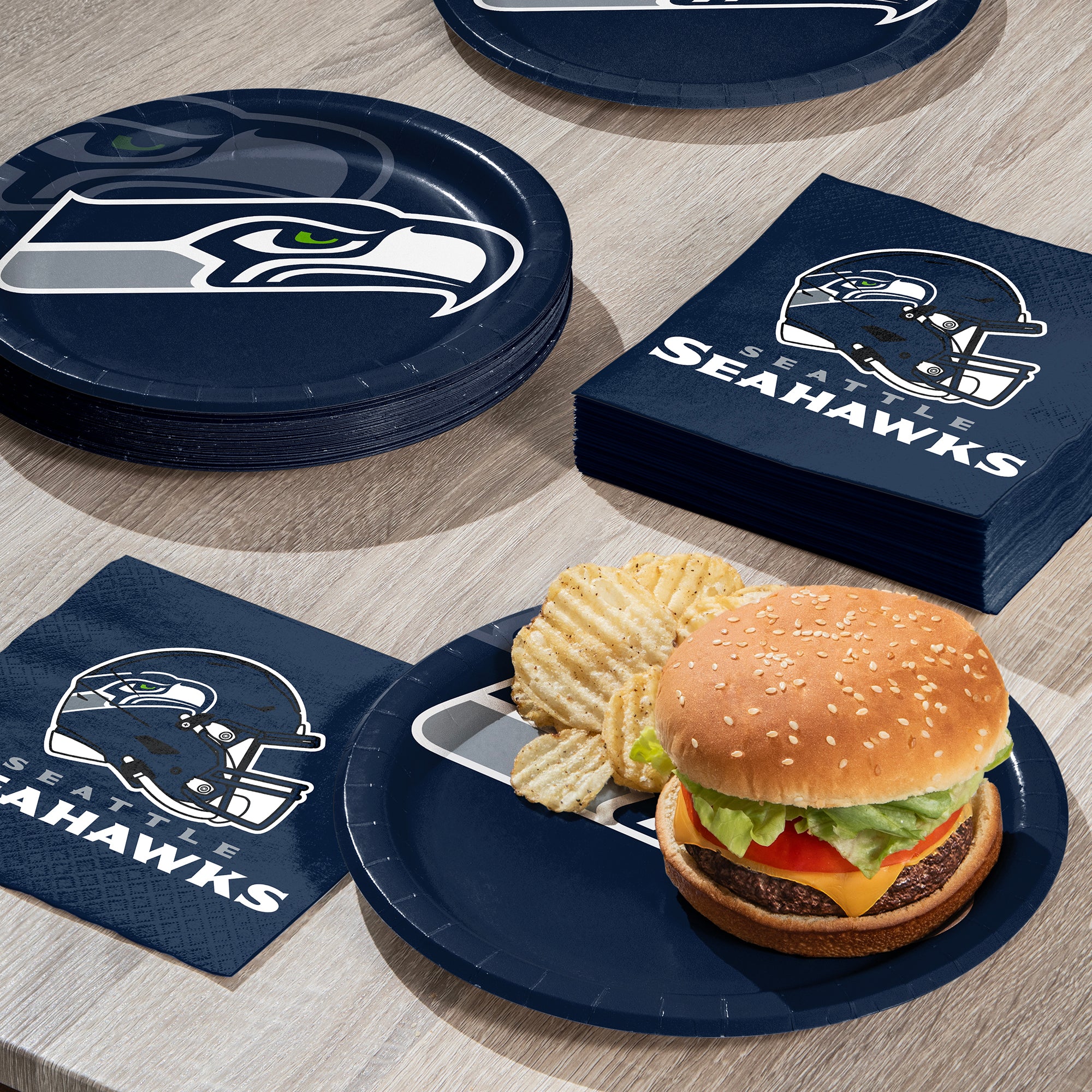 Bulk Seattle Seahawks Dinner Plates - 8 / pkg, 12 pkgs / case – Napkins.com