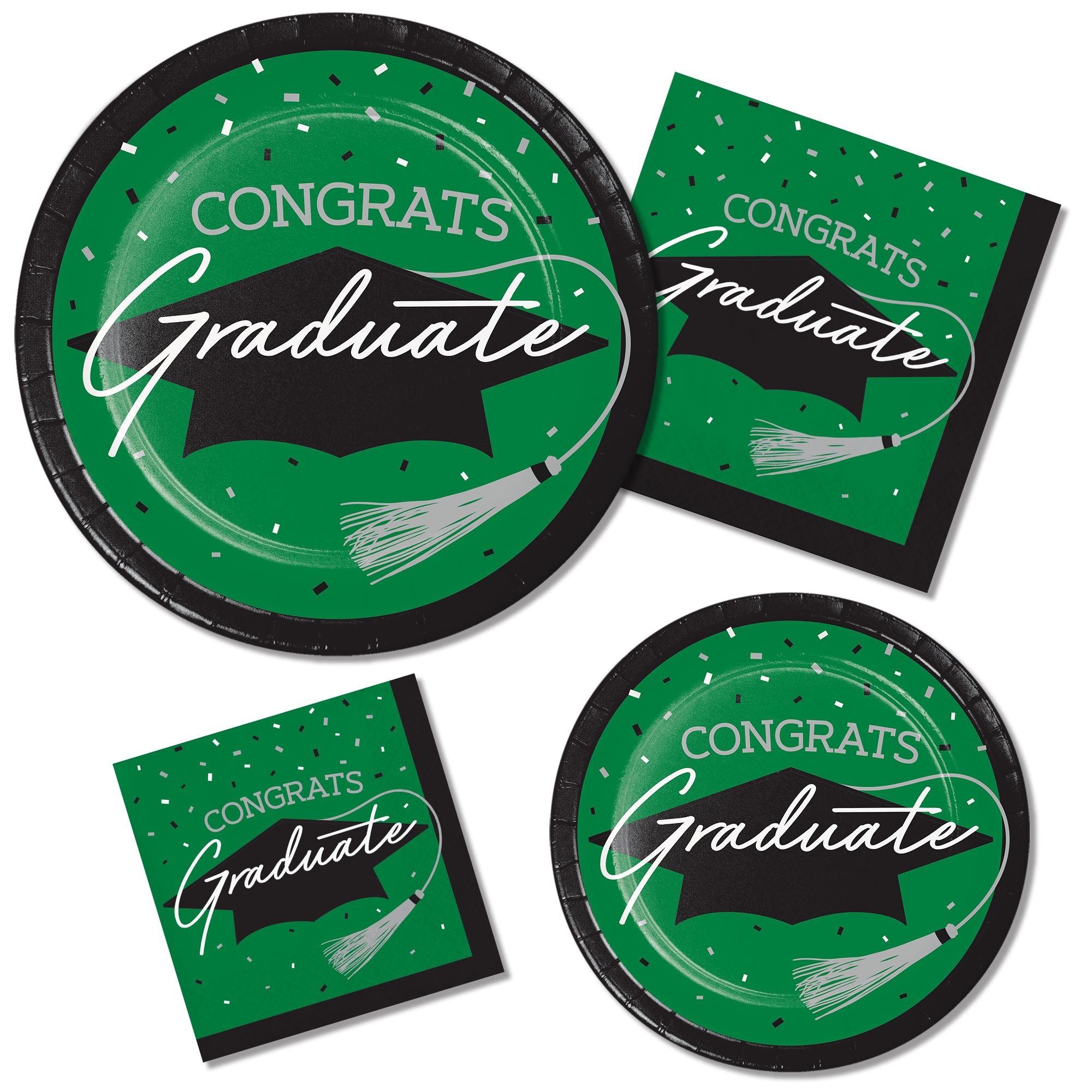 Wholesale School Spirit Green Grad Dessert Plates - Napkins.com