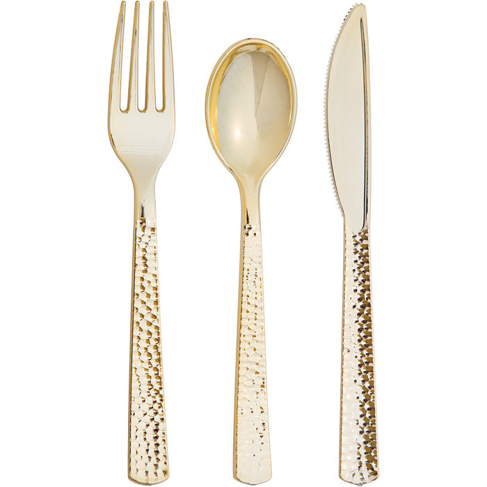 Bulk Metallic Gold Hammered Assorted Cutlery 288 ct - Napkins.com